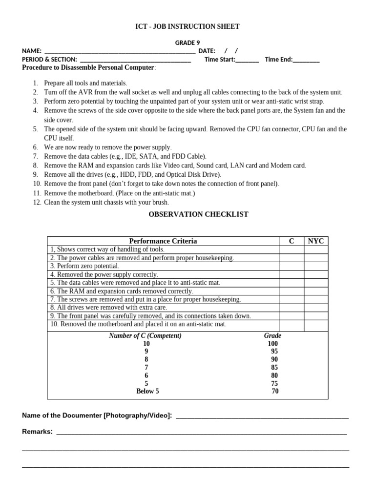 Assembly Disassembly and Connecting Peripherals of A PC 1 | PDF ...