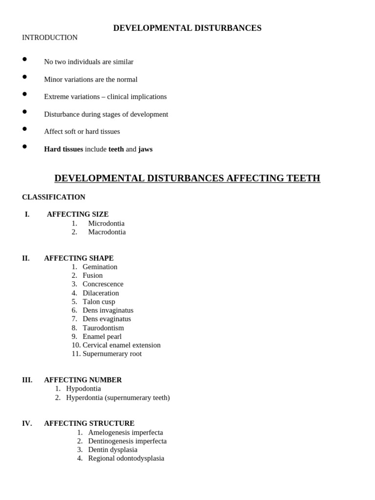 Developmental Disturbances Tooth | PDF | Human Tooth | Dental Anatomy
