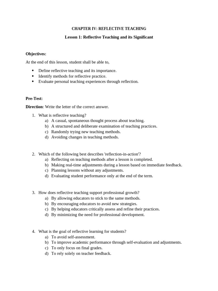 CHAPTER4-REFLECTIVE-TEACHING | PDF | Reflective Practice | Teachers