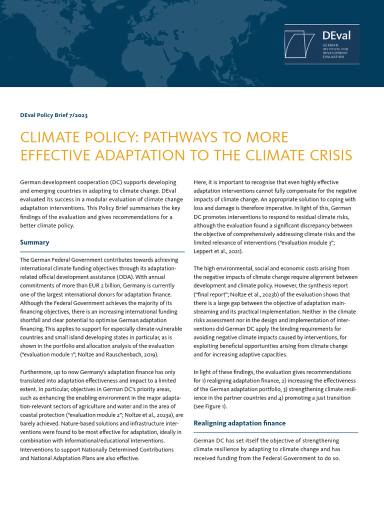 2023 7 DEval Policy Brief Climate Policy | PDF | Climate Resilience ...