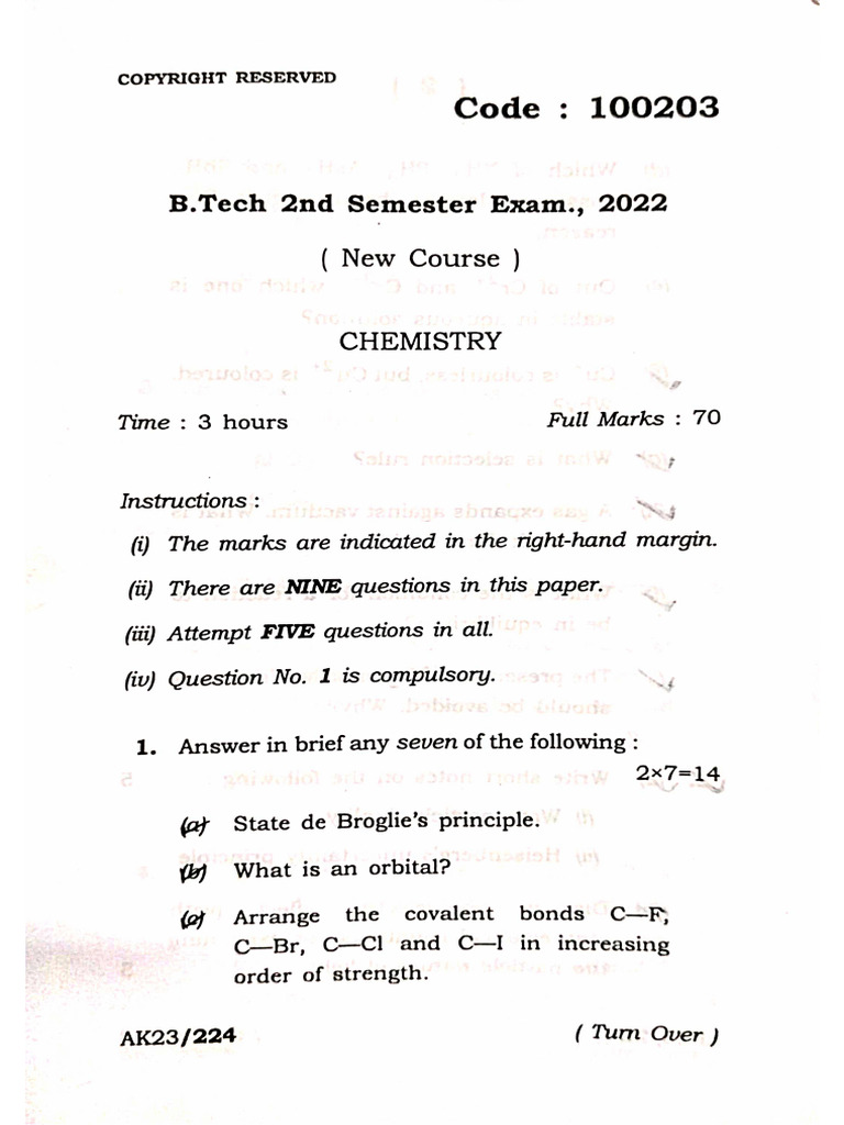 Chemistry 2ND Sem 2022 | PDF