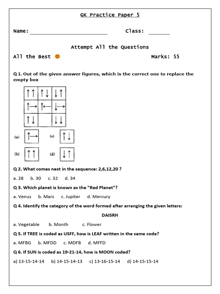 GK Practice Paper 5 (V) | PDF | Planets In Astrology | Planets
