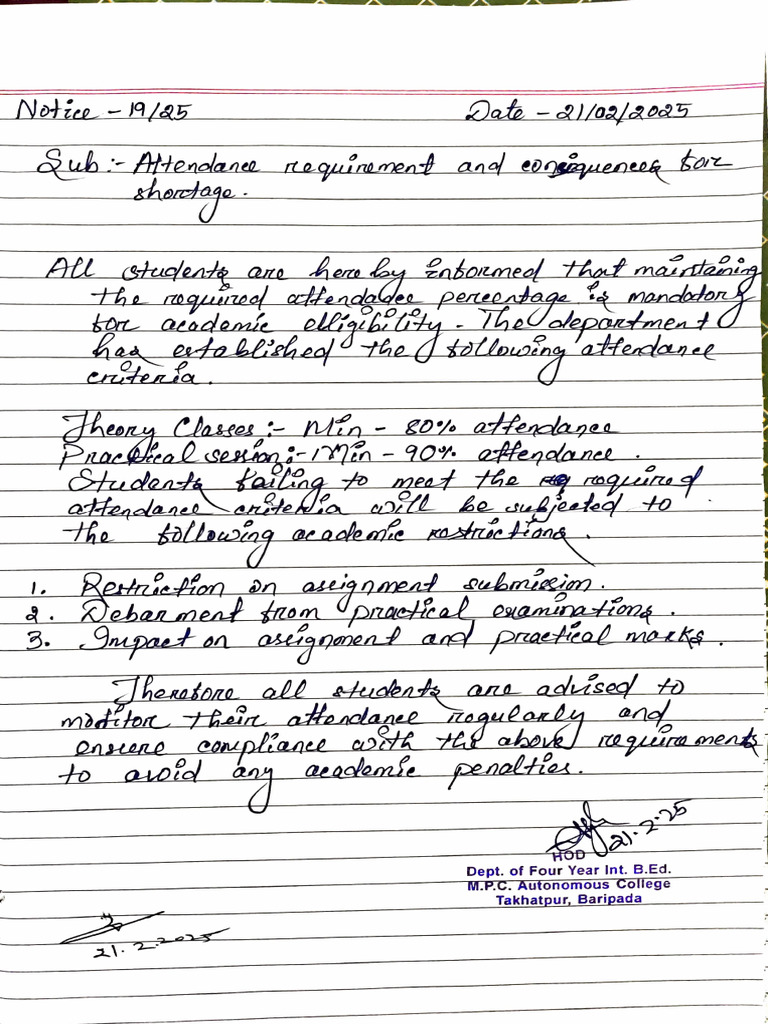 Attendance Policy Notice | PDF