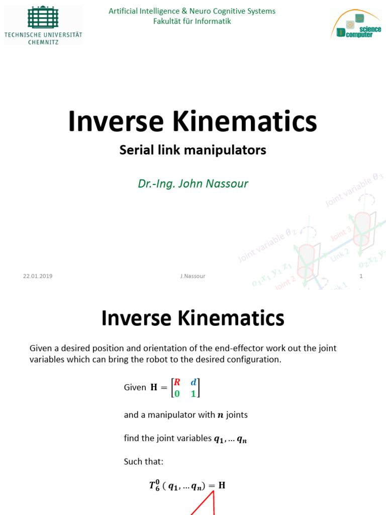 Inverse Kinematics Serial Link Manipulators | PDF | Equations | Numerical Analysis