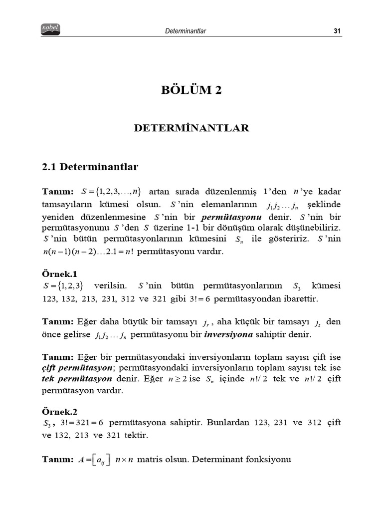 Lineer Cebir Ünite2 - 2 | PDF
