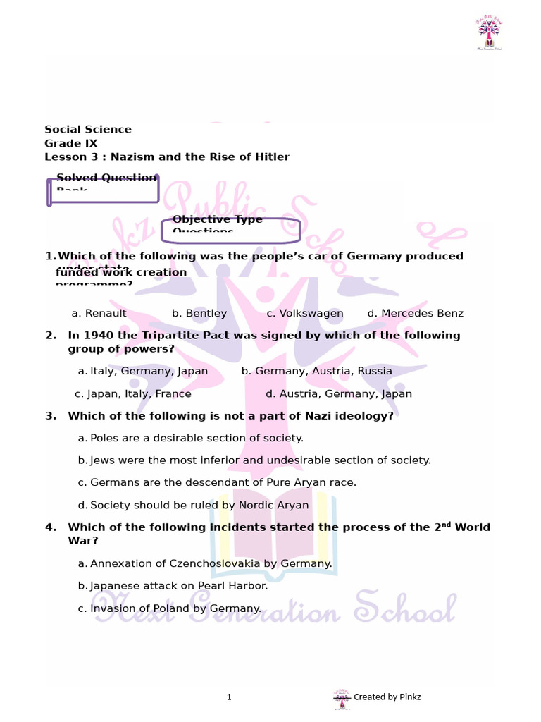 Lesson 3 History Nazism and The Rise of Hitler | PDF | Nazi Germany ...