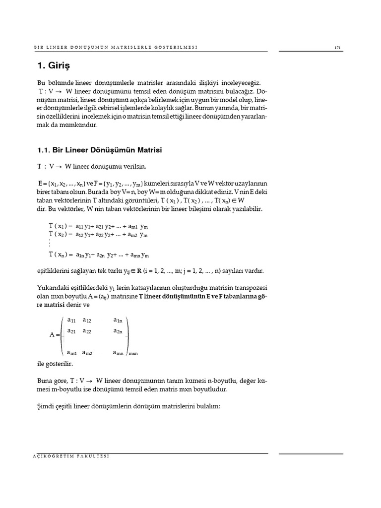 Lineer Cebir Ünite8 - 1 | PDF
