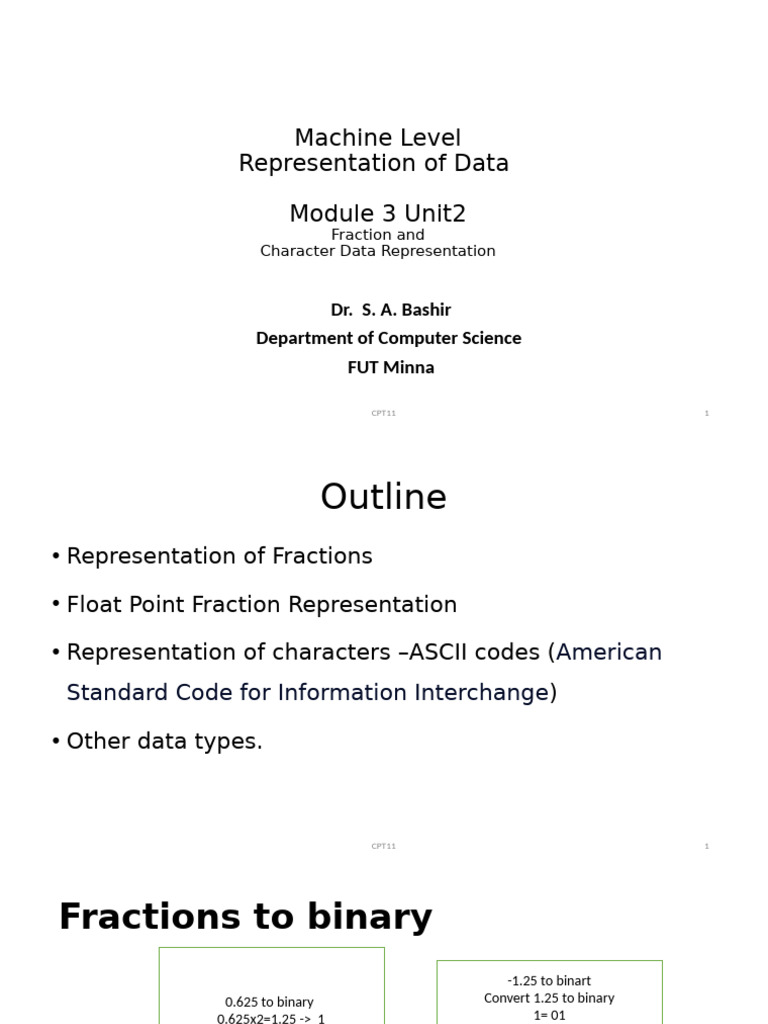 Data Representation: Fractions & ASCII | PDF | Elementary Mathematics | Notation