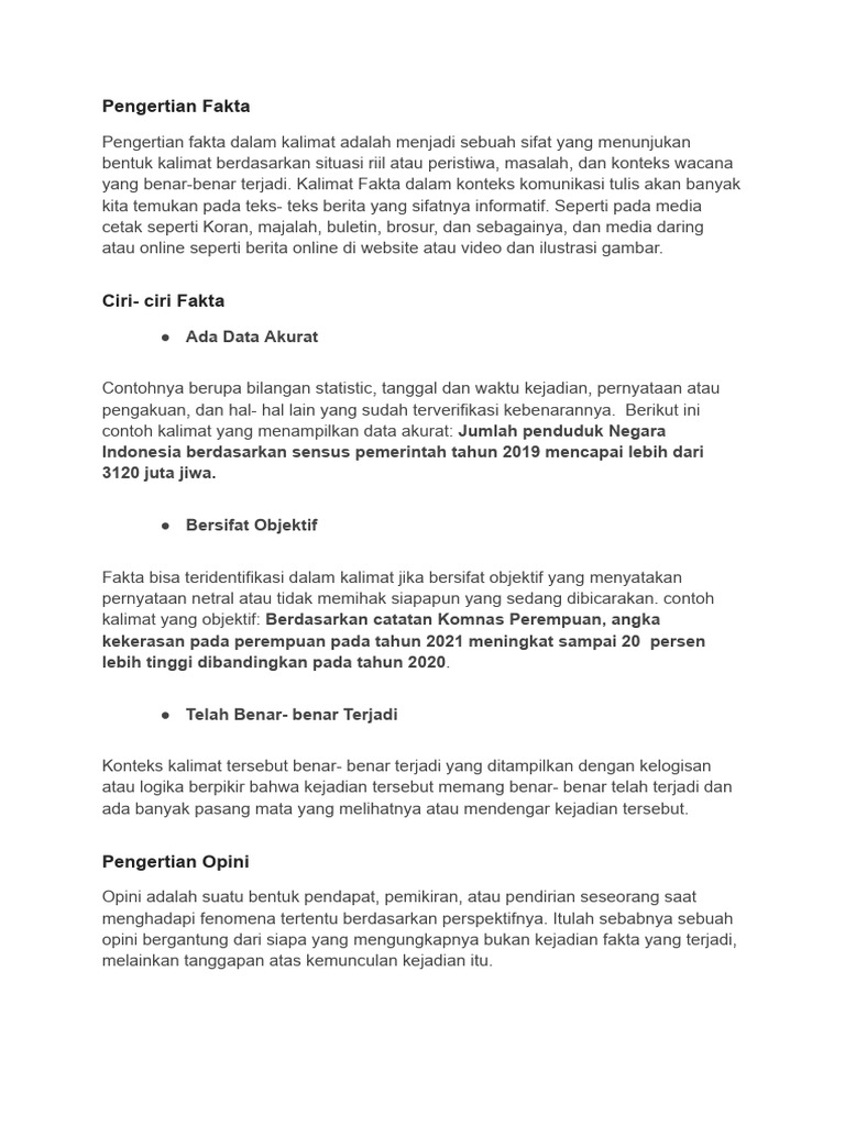 Fakta Dan Opini | PDF