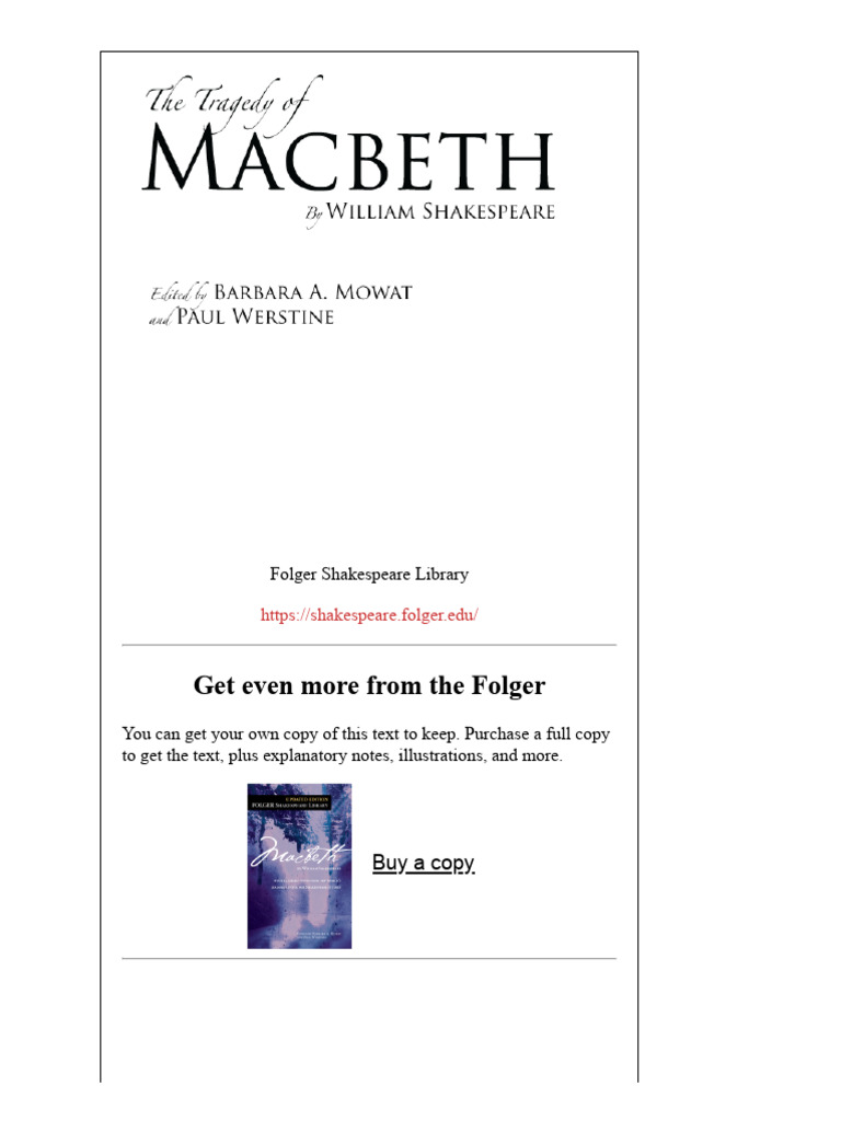 macbeth-Shakespeare | PDF | Macbeth | Shakespearean Tragedies