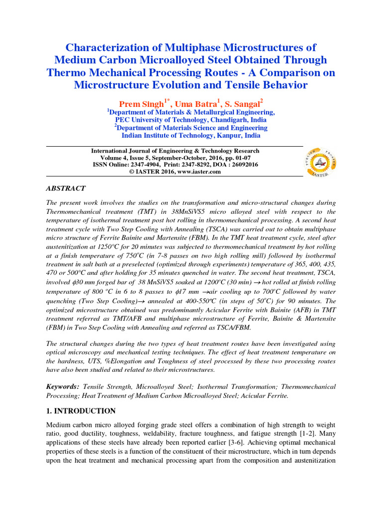Characterization of Multiphase Microstru | PDF | Heat Treating | Steel