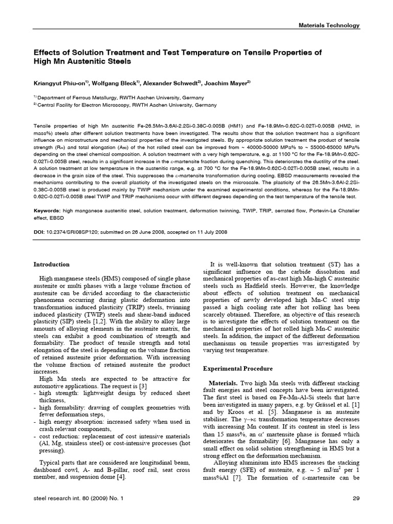 Effects of Solution Treatment and Test T | PDF | Steel | Materials