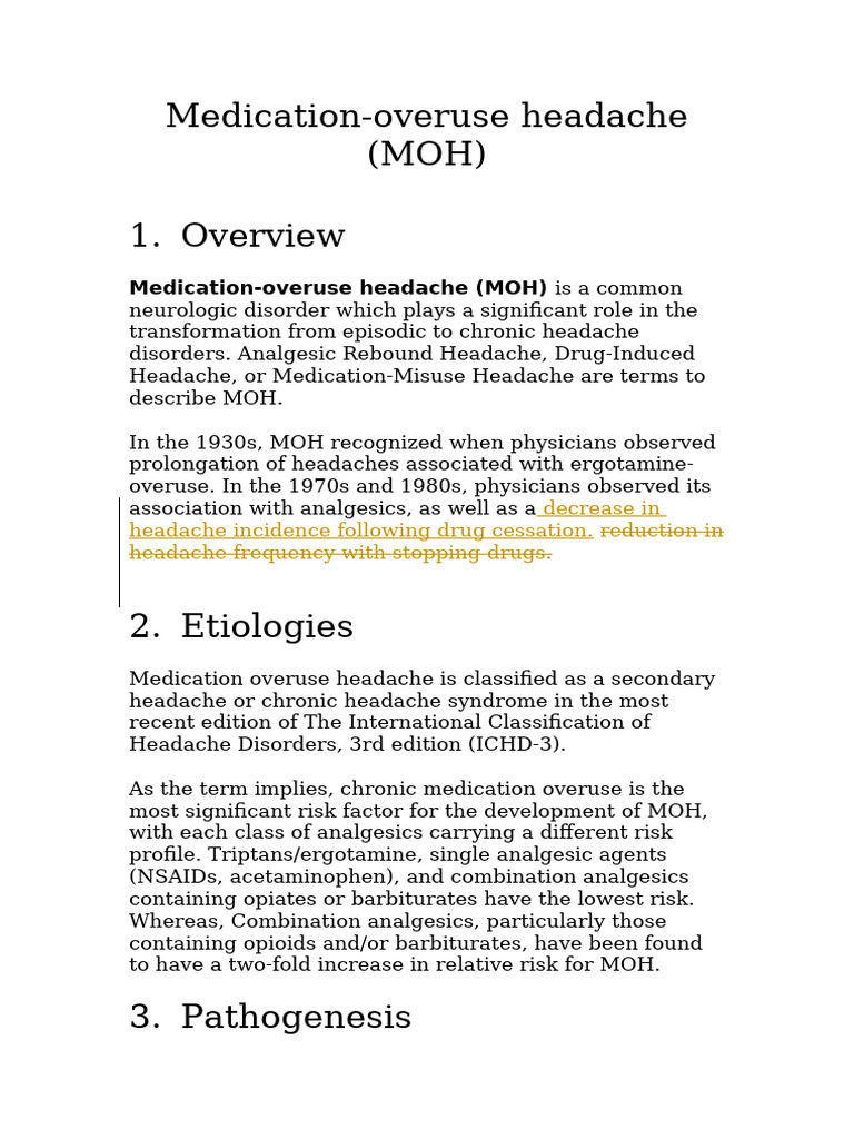 Medication Overuse Headach | PDF | Headache | Migraine