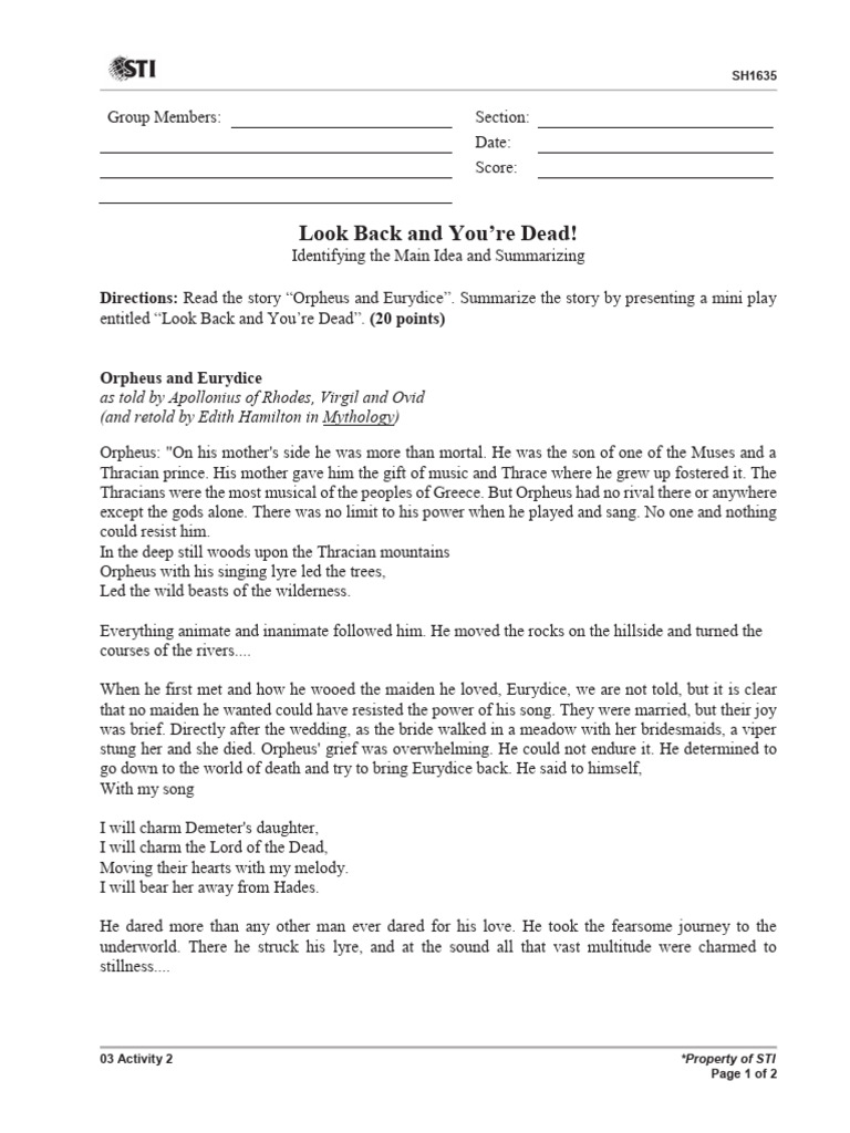 Look_back | PDF | Orpheus