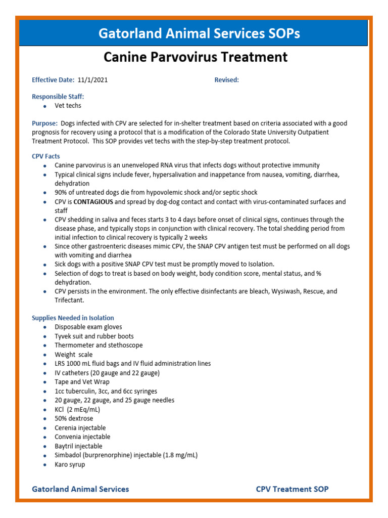 Gatorland CPV Treatment SOP | PDF | Medical Specialties | Medicine