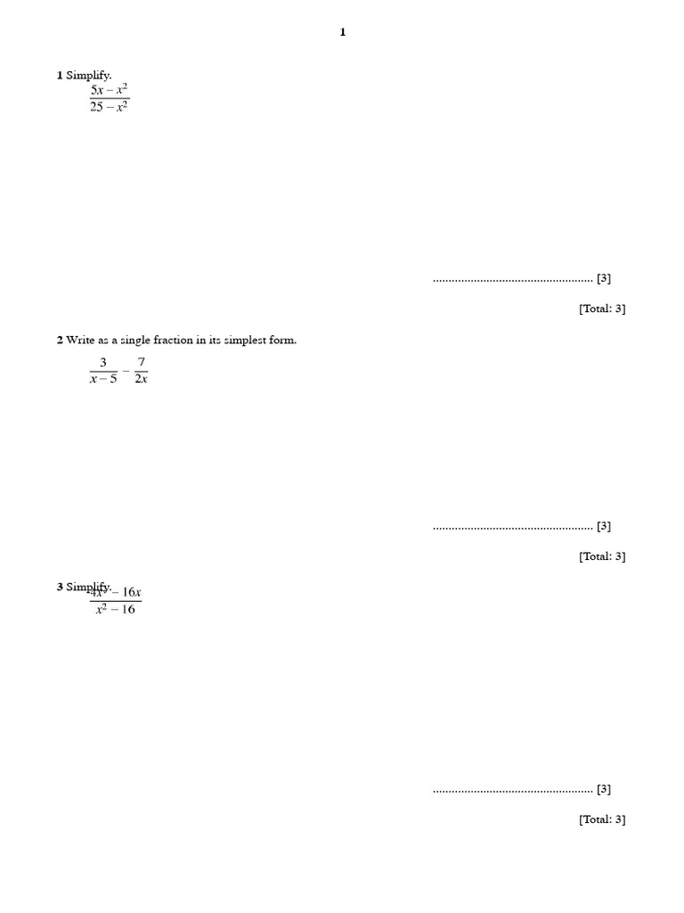 Algebraic Fractions Qp | PDF | Speed | Equations