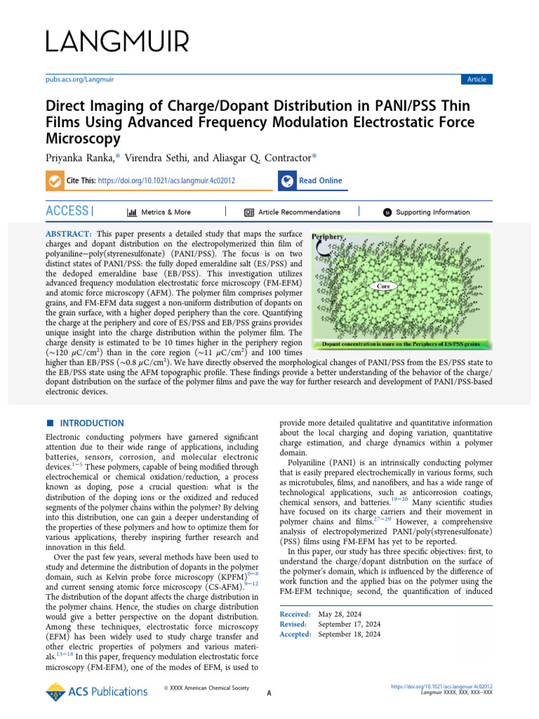Ranka Et Al 2024 Direct Imaging of Charge Dopant Distribution in Pani ...