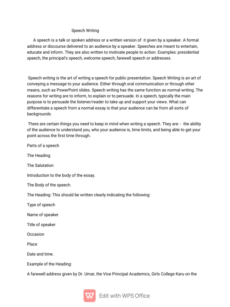 Guide to Effective Speech Writing | PDF | Human Communication ...