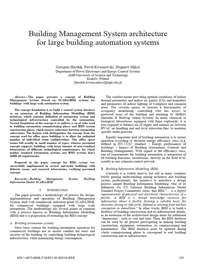 Building Management System Architecture | PDF | Building Information ...