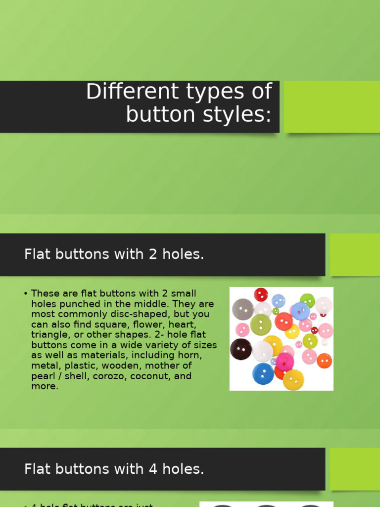 Different Types of Button Styles | PDF | Pearl | Materials