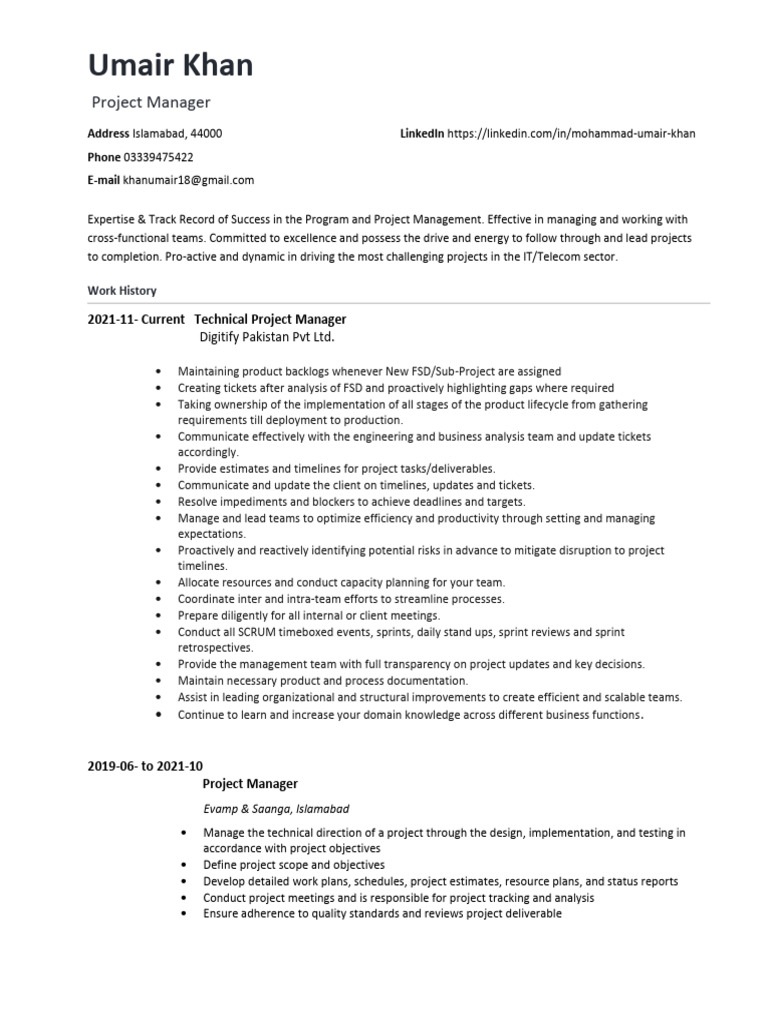 Umair Khan - Resume-2 | PDF | Scrum (Software Development) | Business