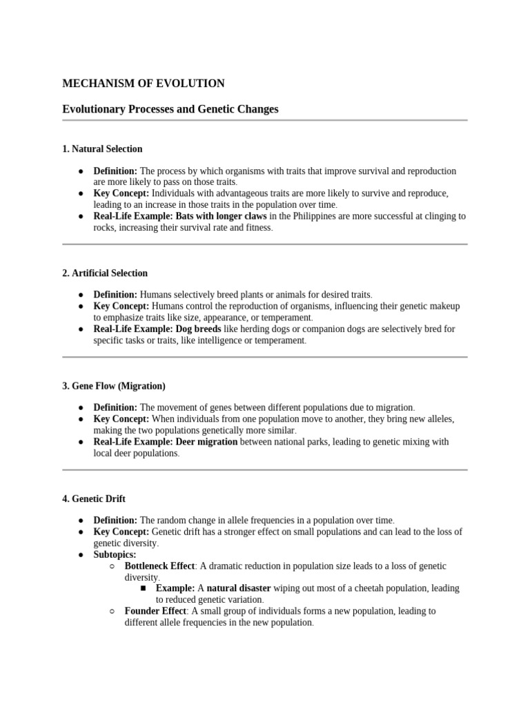 Mechanism of evolution | PDF | Genetics | Natural Selection