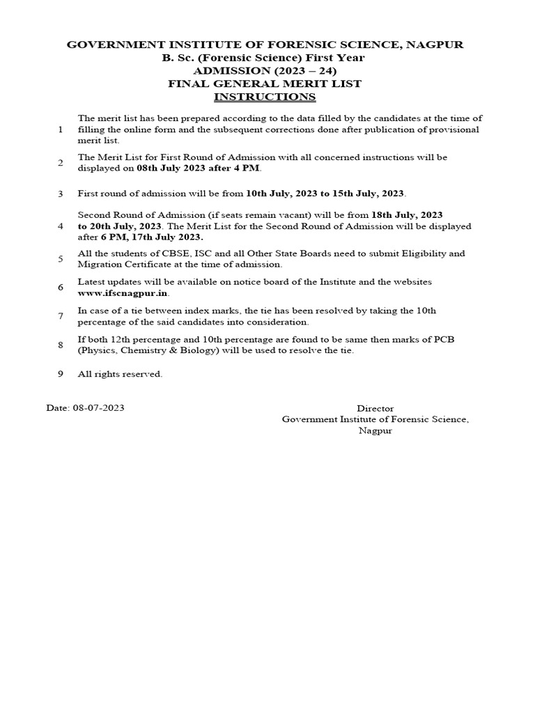 GeneralMeritList GIFSNgp 08072023 | PDF | Empowerment