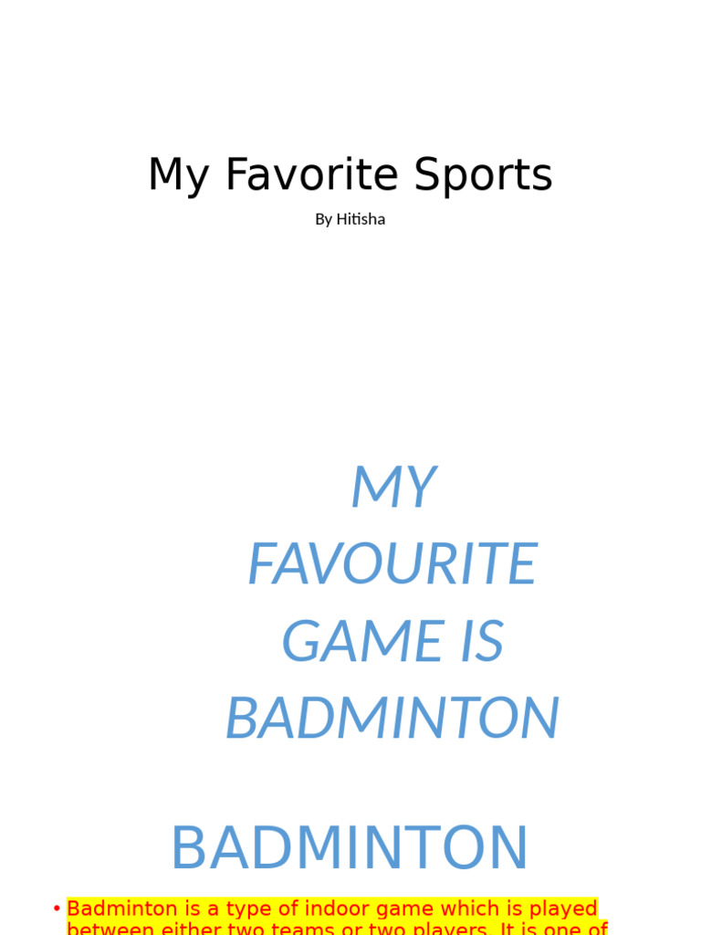 My Favorite Sports | PDF