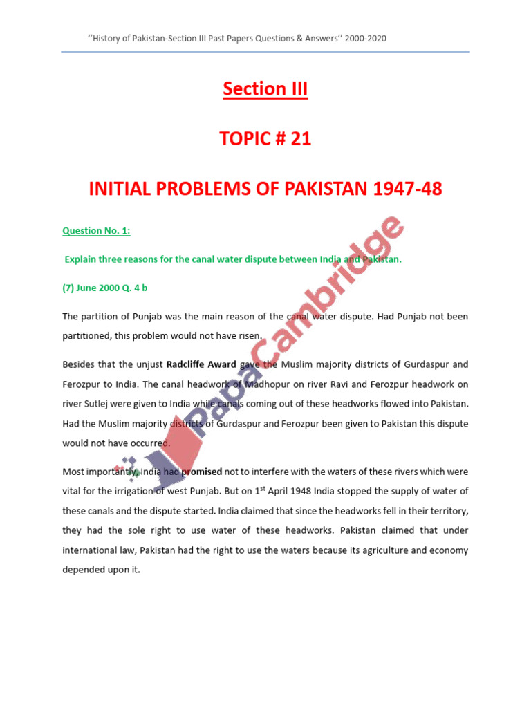 Paper 1 History Section III Past Paper Question and Answer | PDF ...