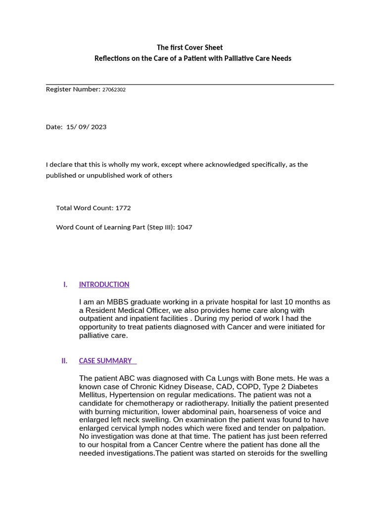 01 Reflective Case by DR Muhamad Lukuman | PDF | Terminal Illness ...