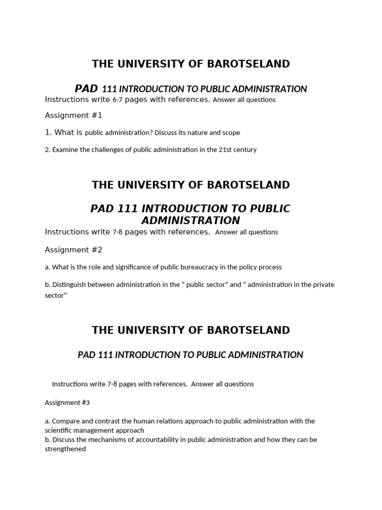 PAD 111 Introduction To Public Administration Assignment | PDF
