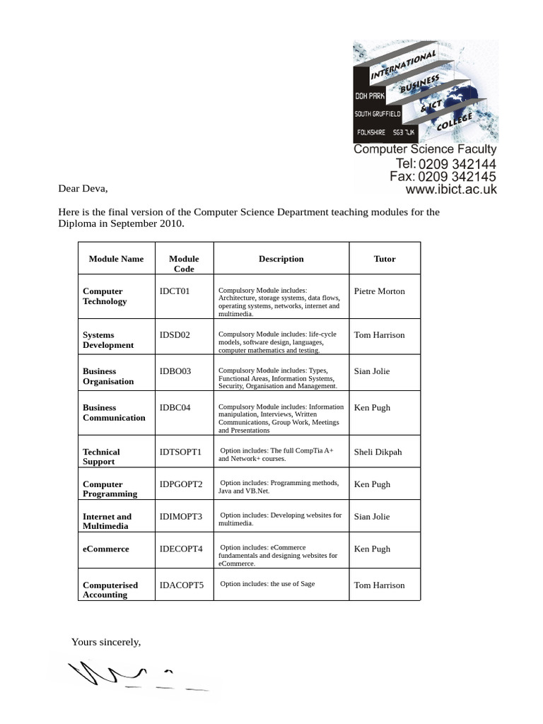 Computer Science Diploma Modules Overview | PDF
