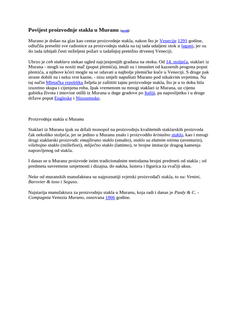 Povijest proizvodnje stakla u Muranu | PDF