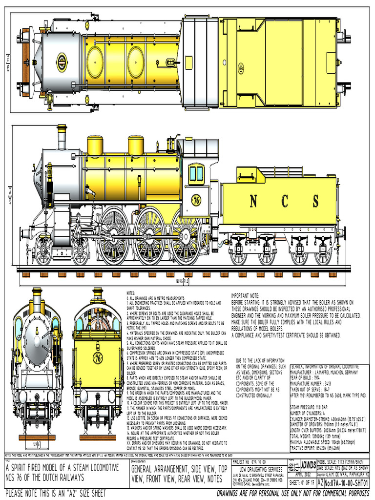 Dutch Steam Locomotive Model Plans | PDF | Screw | Boiler