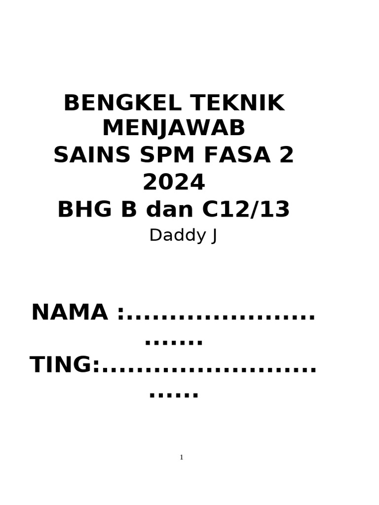 Bahagian B Dan C12 Bahan Pelajar 2024 Ver 2 | PDF