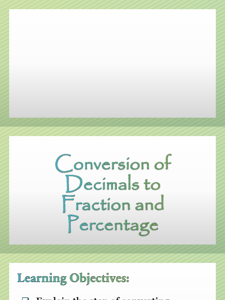 Convert Decimals to Fractions & Percentages | PDF | Percentage | Encodings