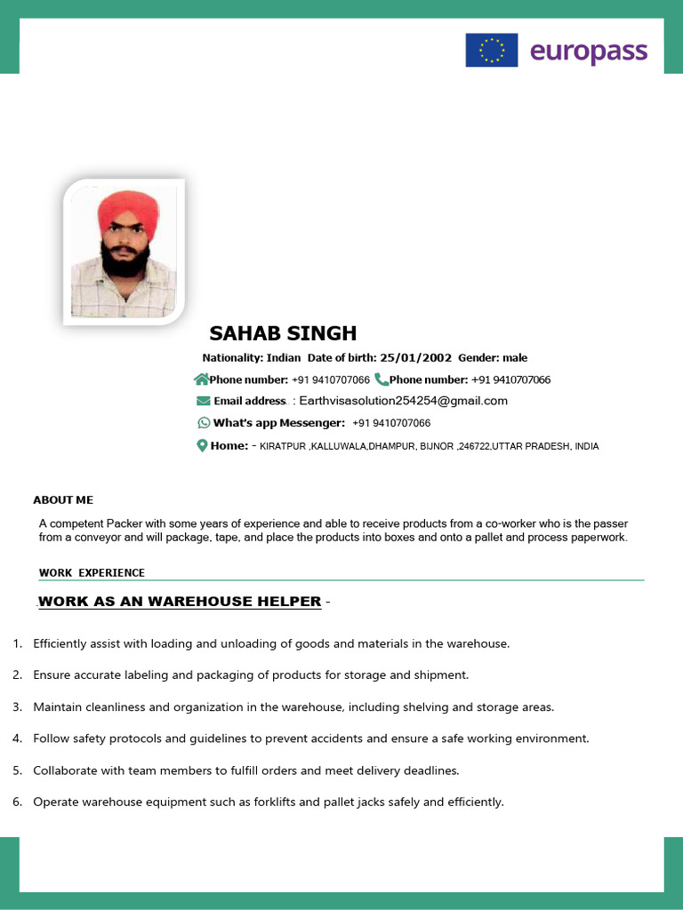 Profile of Sahab Singh from Kalluwala | PDF | Warehouse