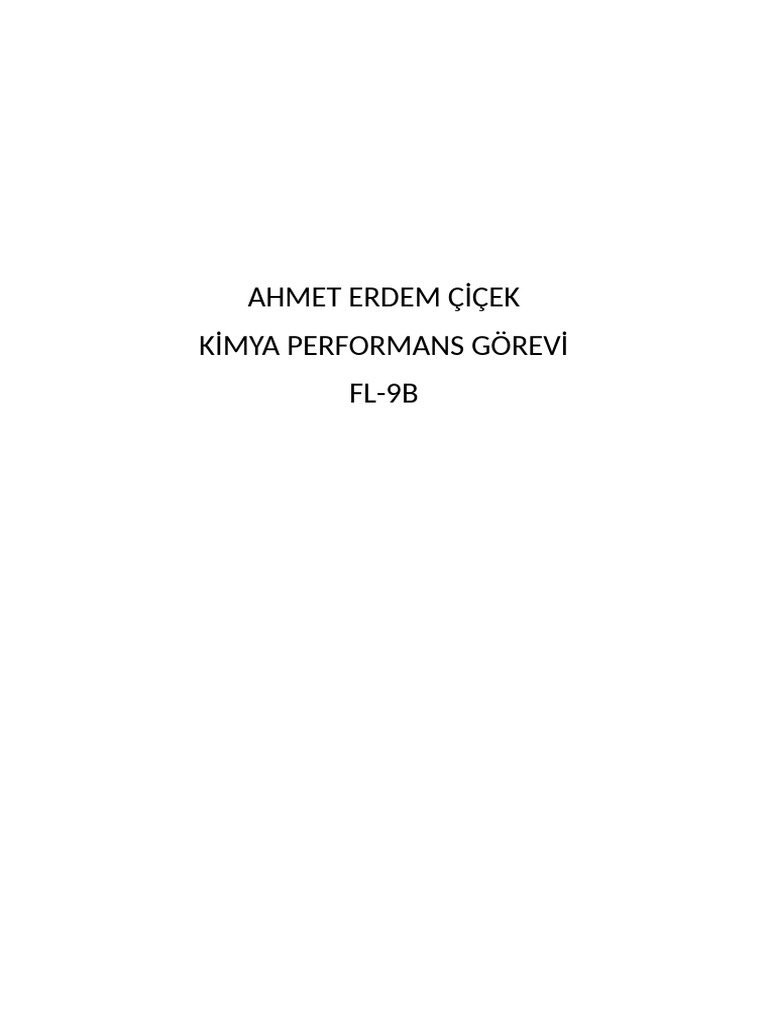 Ki̇mya Performans Ödev | PDF