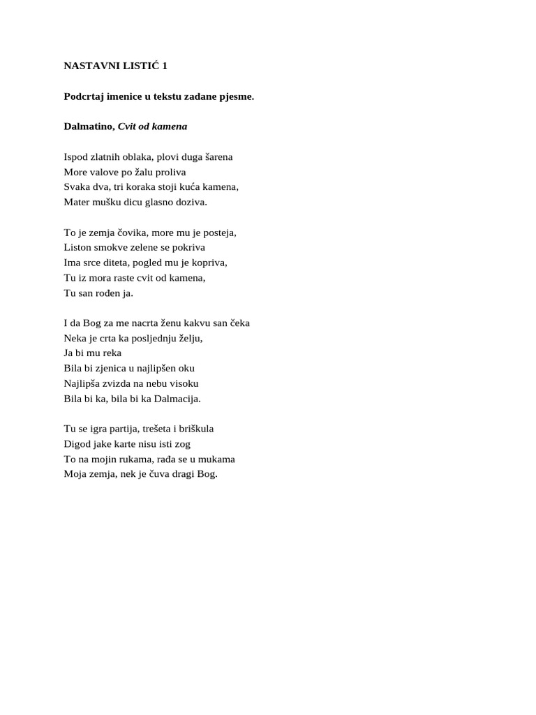 Prvi Sat Nastavni Listi I | PDF