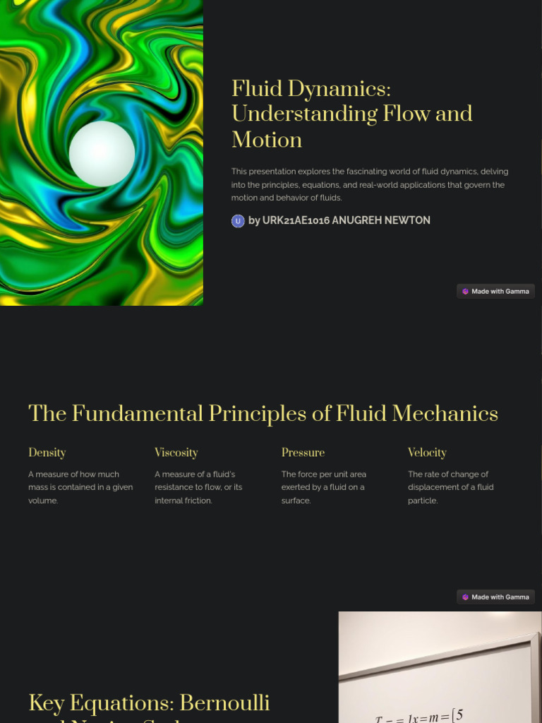 Fluid Dynamics Understanding Flow and Motion | PDF
