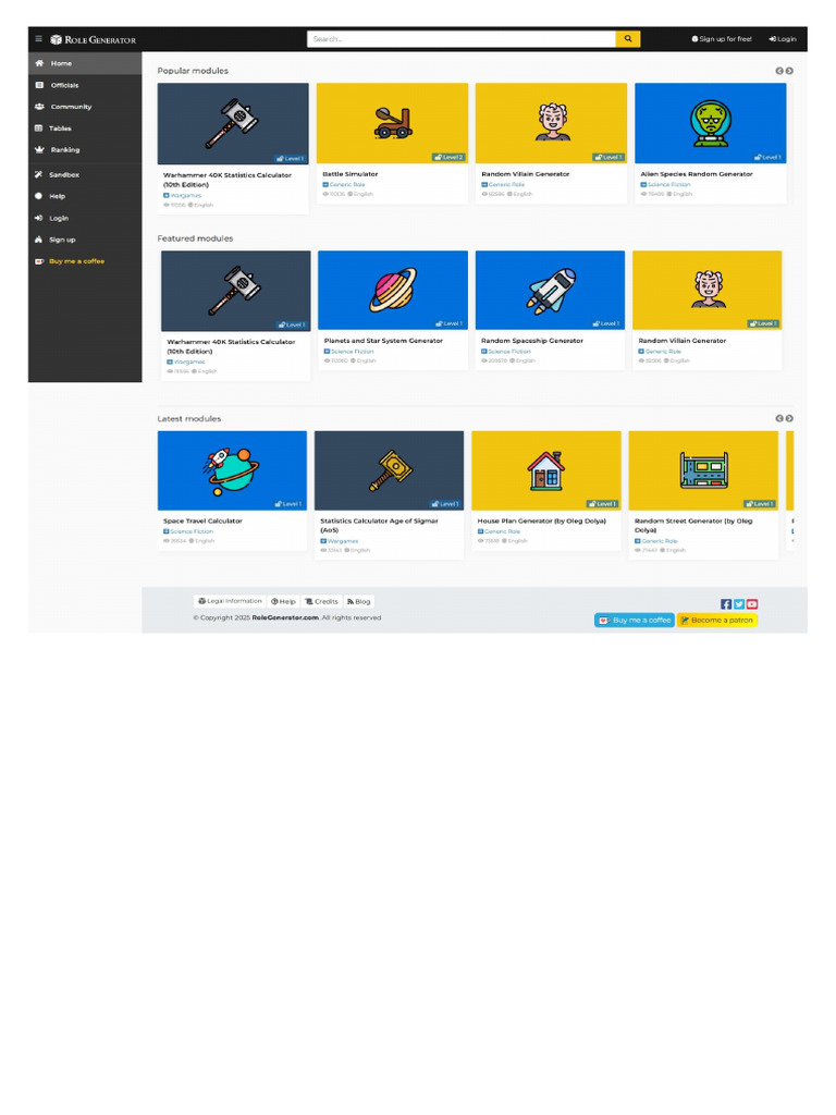 rolegenerator.com- Herramientas y Generadores Aleatorios para Rol Role Generator-fpscreenshot | PDF