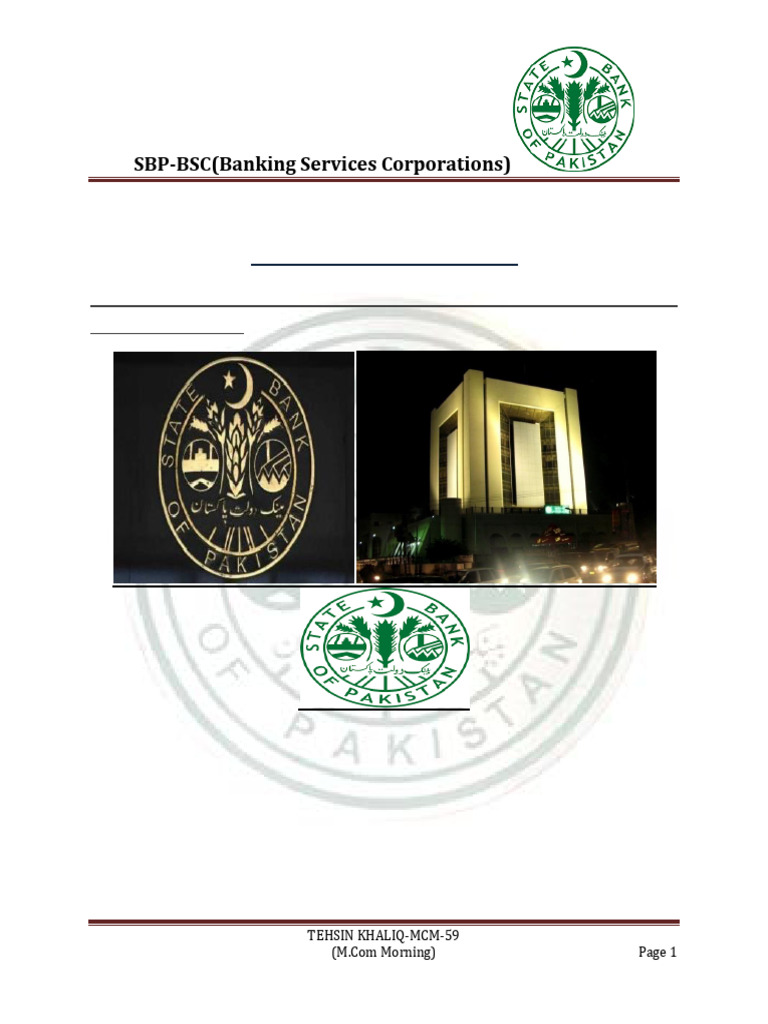Internship Report on SBP-BSC Banking | PDF | Banks | Debt