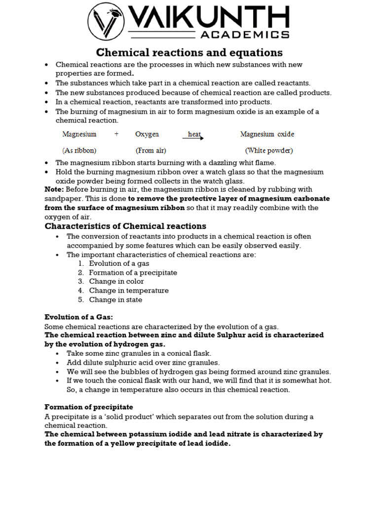 Chemical Reactions and Equations | PDF | Chemical Reactions | Redox