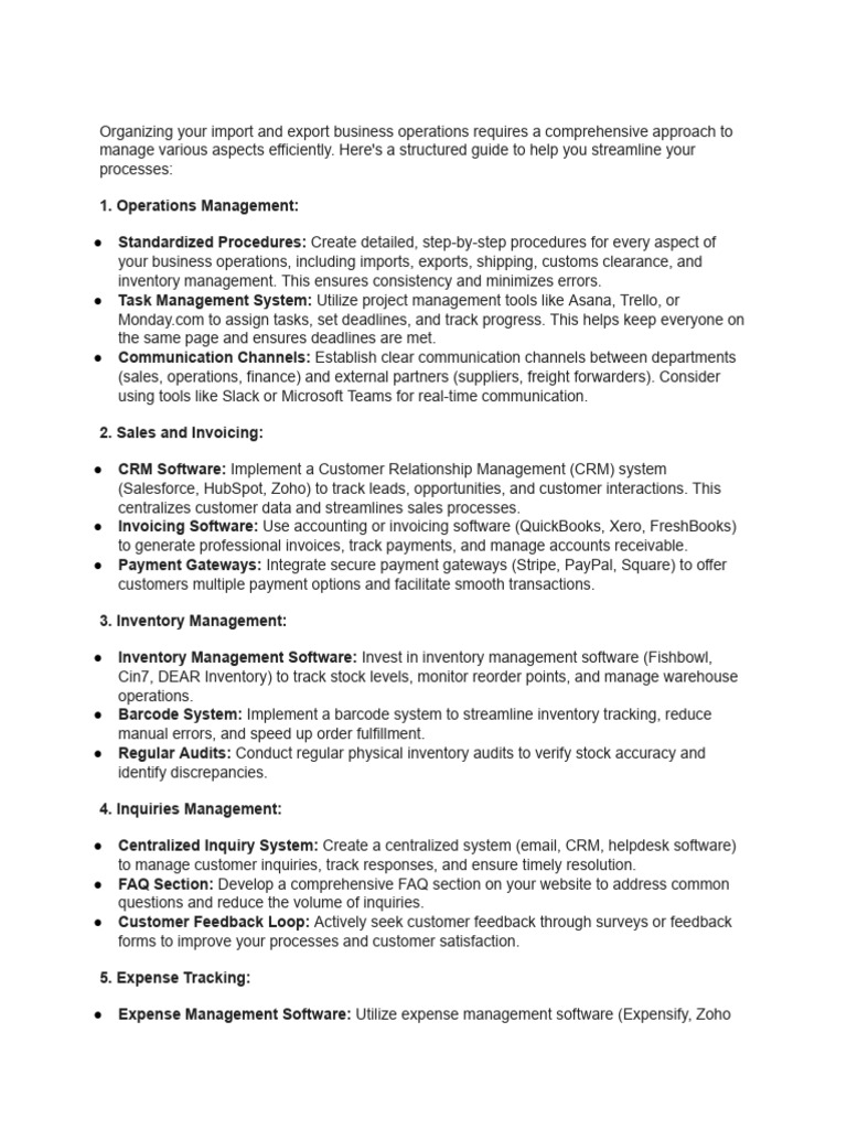 How To Organize My Import Adn Export Business Ope... | PDF | Inventory | Expense