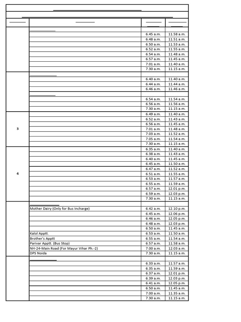 DPS Noida Bus Schedule | PDF