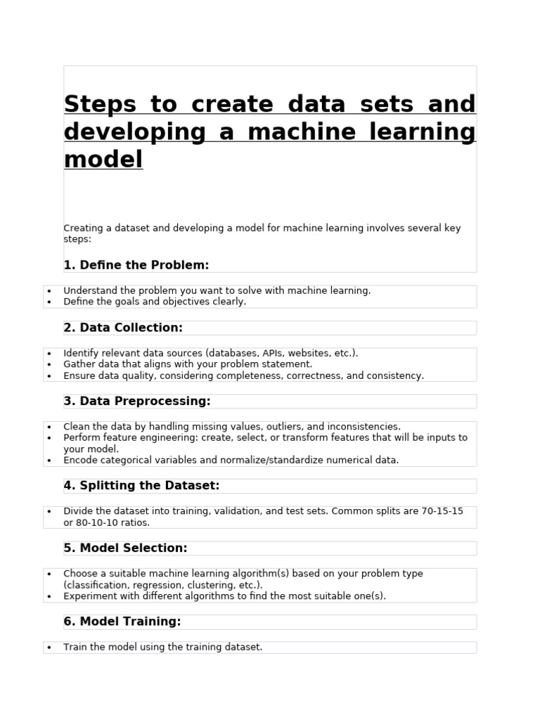 Steps To Create Data Sets and Developing A Machine Learning Model | PDF | Cluster Analysis ...