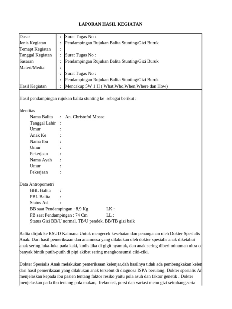 Laporan Bok Pendampingan Gizi | PDF