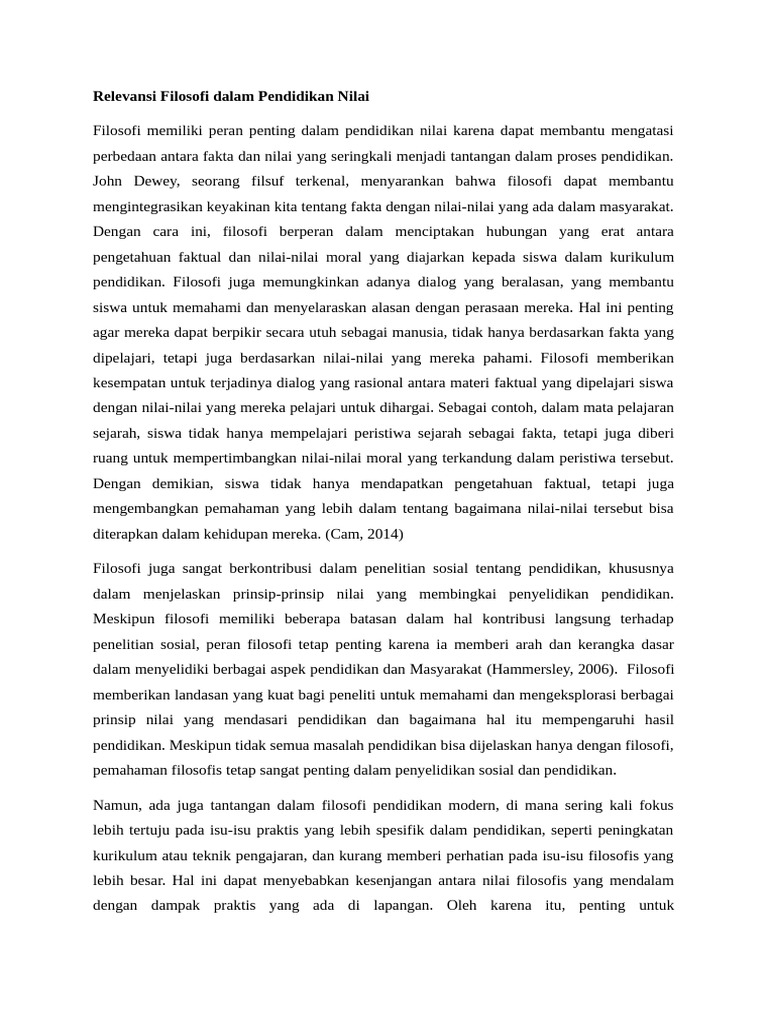 Relevansi Filosofi Dalam Pendidikan Nilai Serta Konsep Pendidikan Nilai ...
