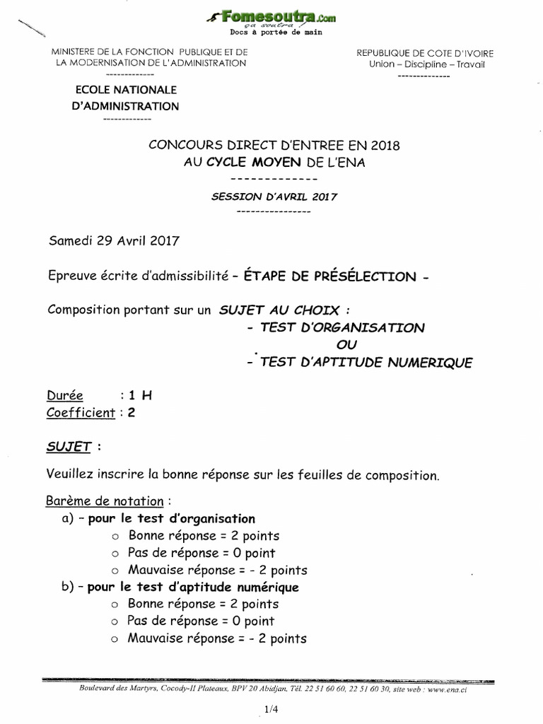 Sujet Concour Ena | PDF
