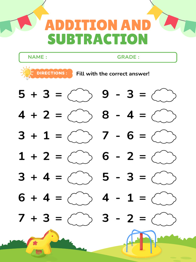 Basic Addition and Subtraction Worksheet | PDF